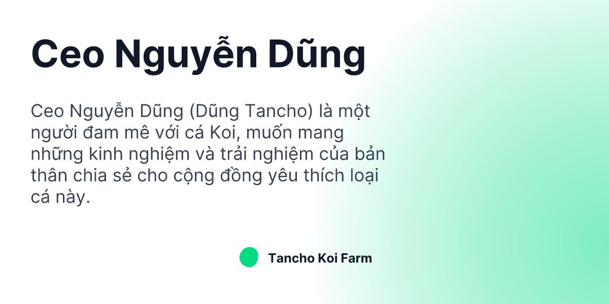 Ceo & Founder - Tancho Koi Farm